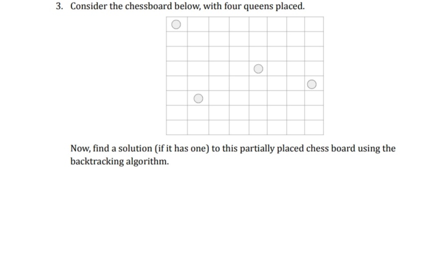Solved 3. Consider the chessboard below, with four queens | Chegg.com