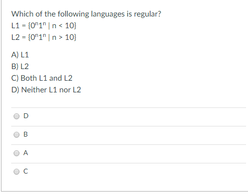 Solved Which of the following languages is regular? L1 = | Chegg.com