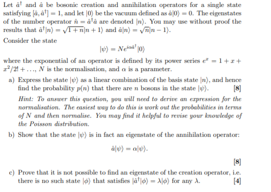 Solved Let at and à be bosonic creation and annihilation | Chegg.com
