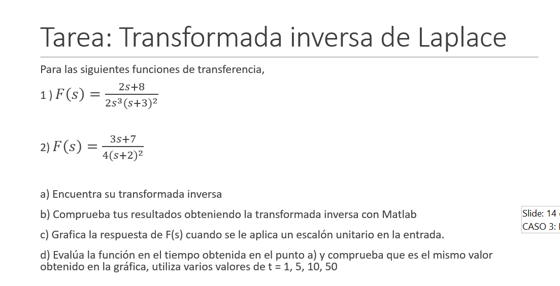 Tarea: Transformada inversa de Laplace Para las | Chegg.com