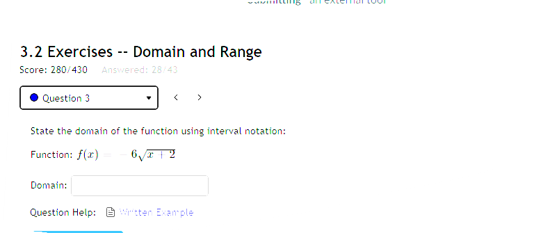 Solved 3.2 ﻿Exercises -- ﻿Domain and RangeScore: | Chegg.com