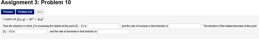 Solved Assignment 3: Problem 10 Previous Problem List Next | Chegg.com