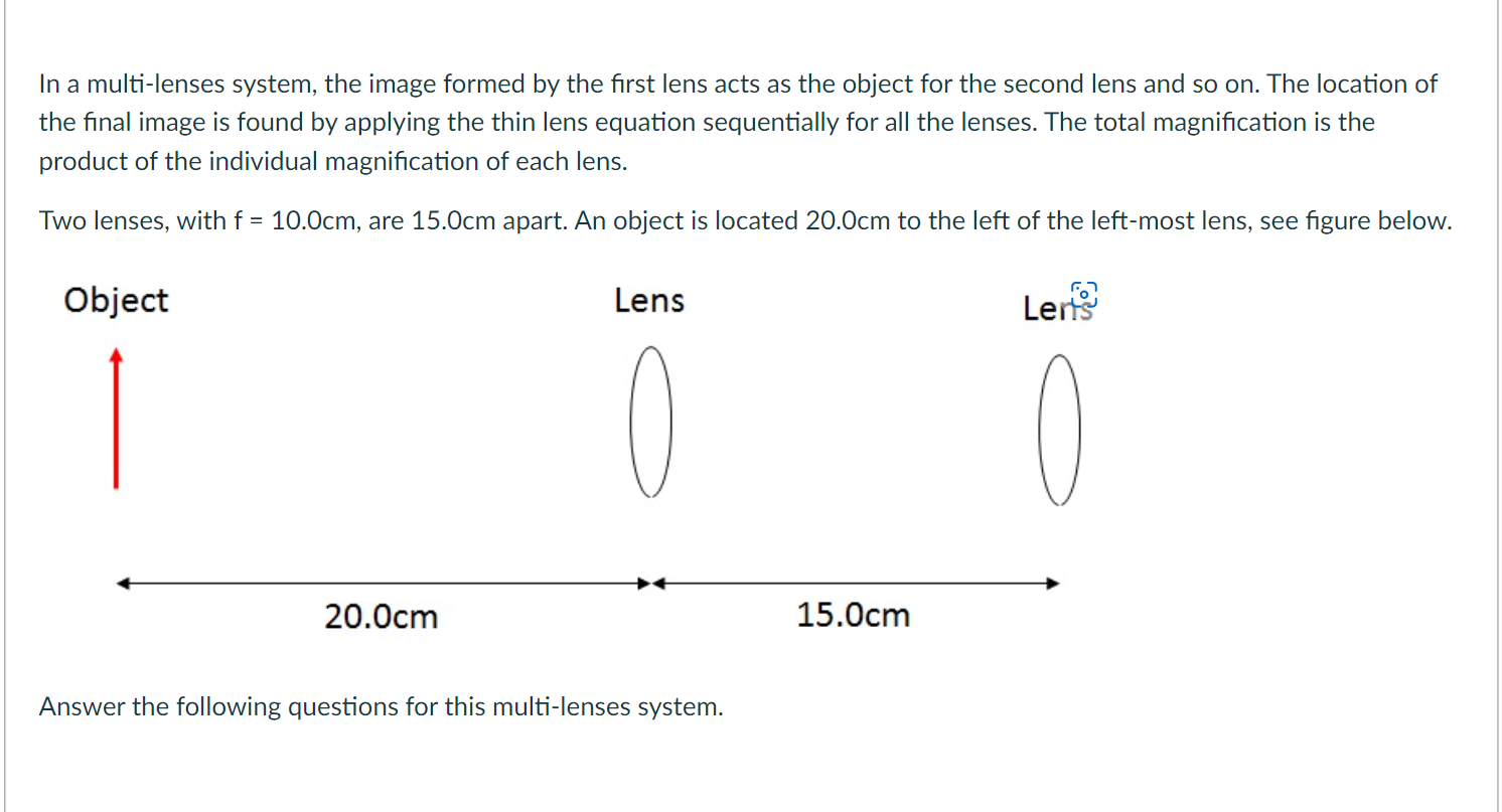 Solved In a multi-lenses system, the image formed by the | Chegg.com