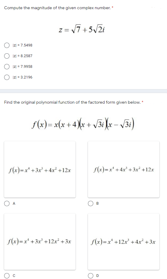 Solved Compute the magnitude of the given complex number.* | Chegg.com