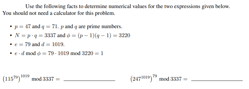 Solved Use the following facts to determine numerical values | Chegg.com