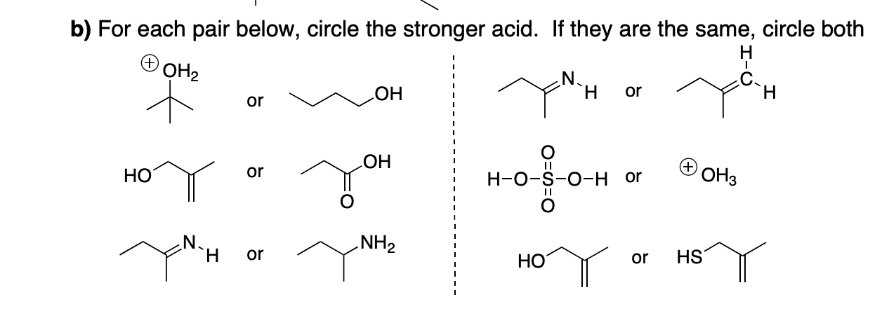 Solved For each pair below, circle the stronger acid and | Chegg.com