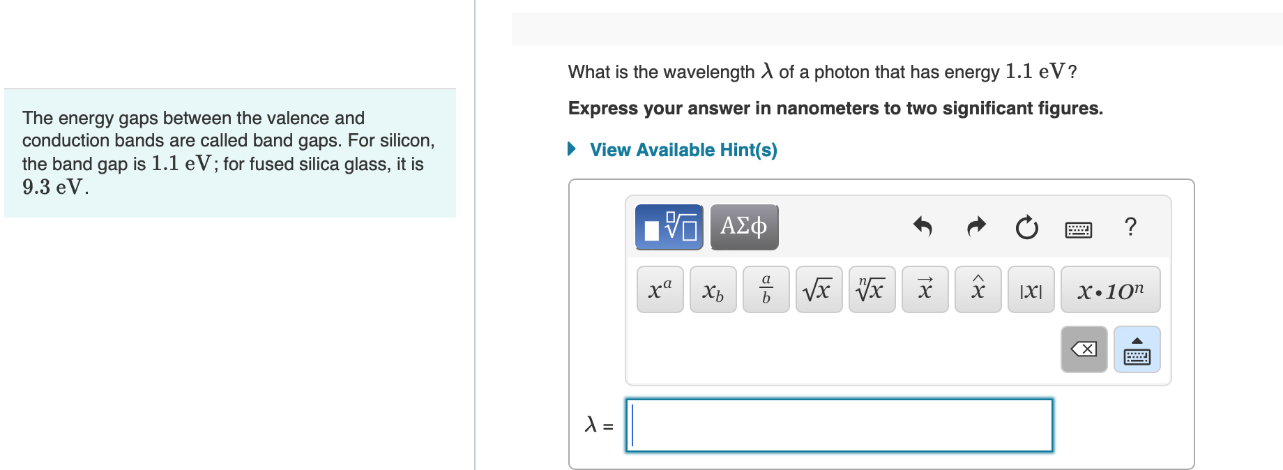 Solved The energy gaps between the valence and conduction | Chegg.com
