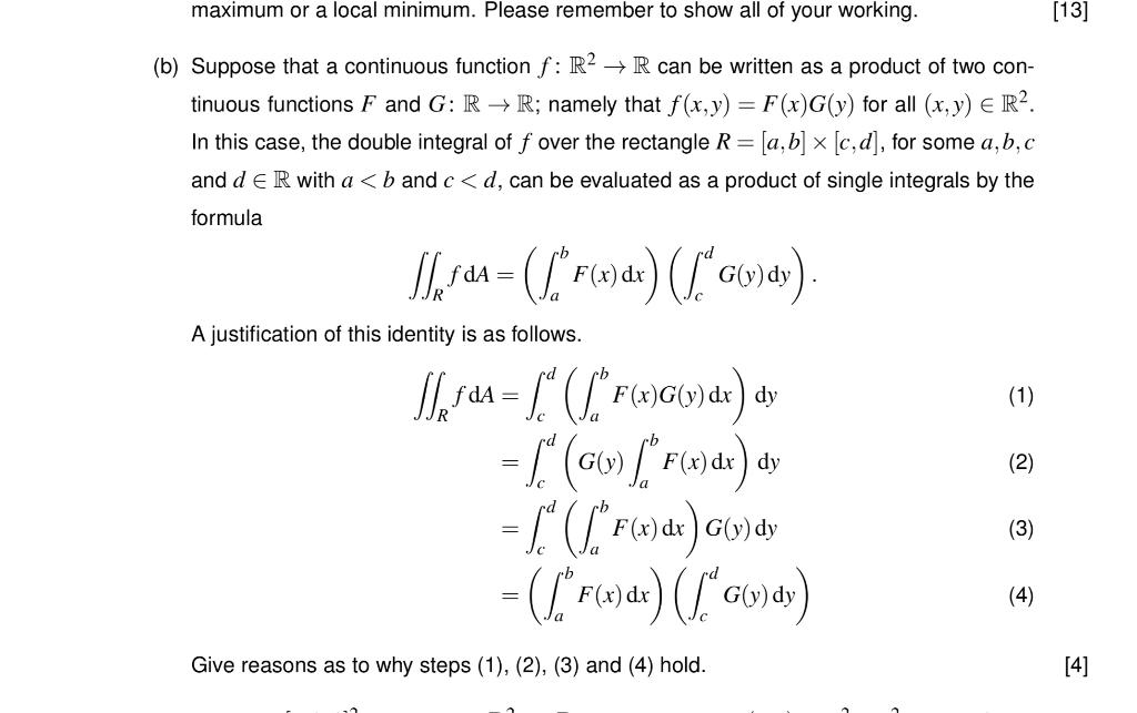 Solved b) Suppose that a continuous function f:R2→R can be | Chegg.com