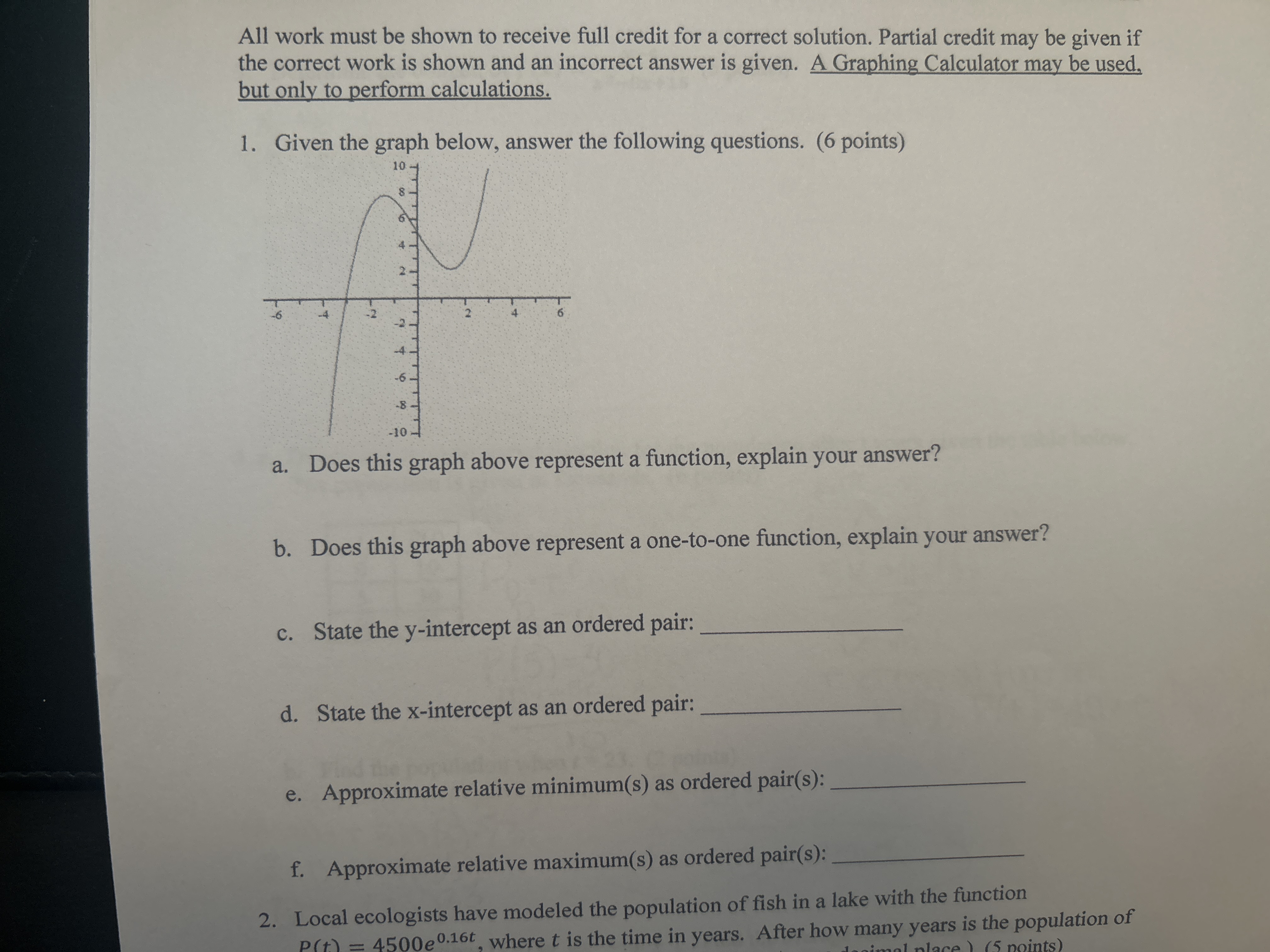 Solved All work must be shown to receive full credit for a | Chegg.com