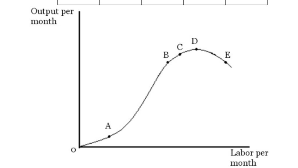 Solved Output per month D B E Labor per month month 1 | Chegg.com