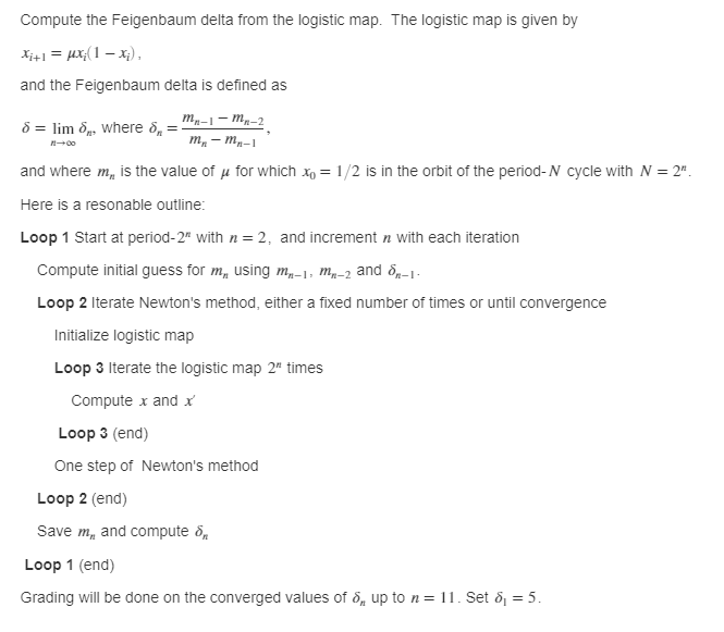 Solved Compute the Feigenbaum delta from the logistic map. | Chegg.com