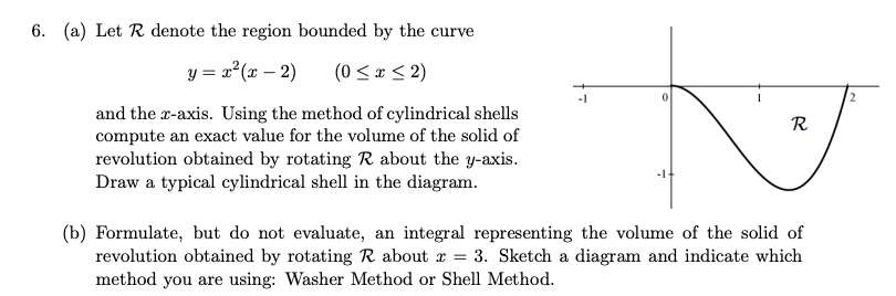 Solved 0 2 6. (a) Let R denote the region bounded by the | Chegg.com