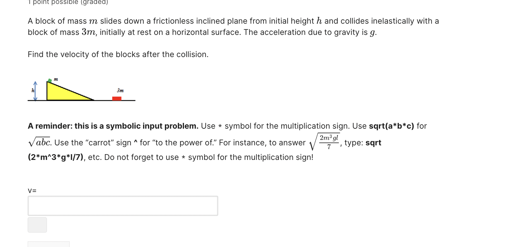 Solved A block of mass \\( m \\) slides down a frictionless | Chegg.com