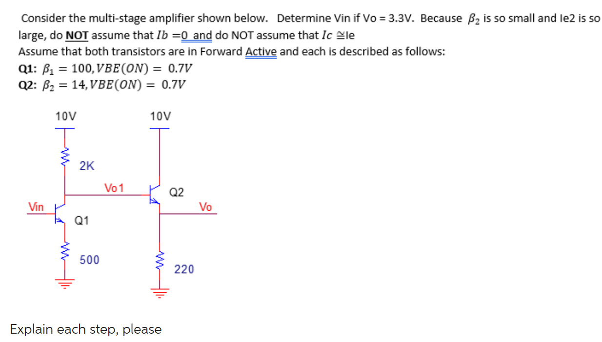 Solved Consider the multi-stage amplifier shown below. | Chegg.com