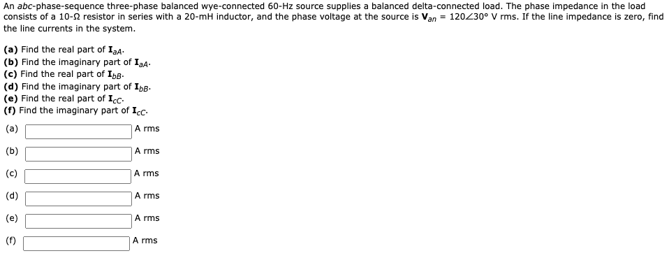 Solved An abc-phase-sequence three-phase balanced | Chegg.com