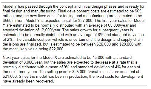 Model Y has passed through the concept and initial | Chegg.com
