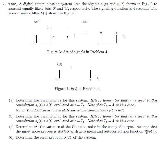 Solved 4 20pt A Digital Communication System Uses The
