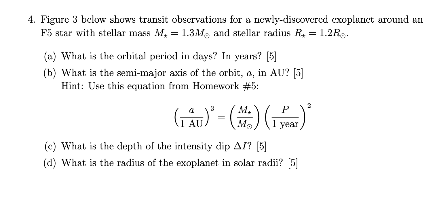 Solved 4. Figure 3 below shows transit observations for a | Chegg.com