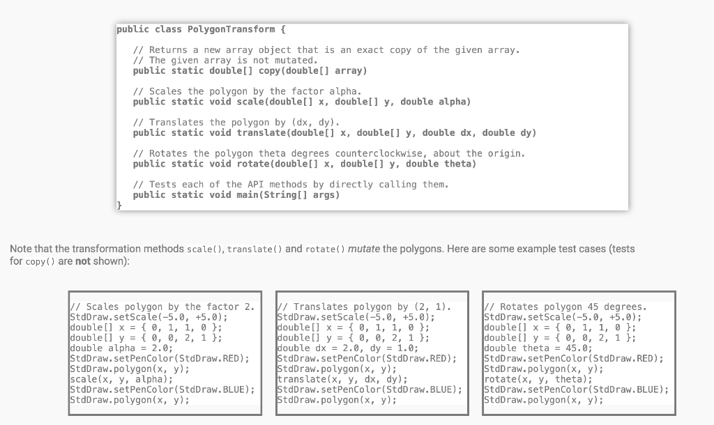 Solved 1. Polygon transform (25 points). Write a library of | Chegg.com