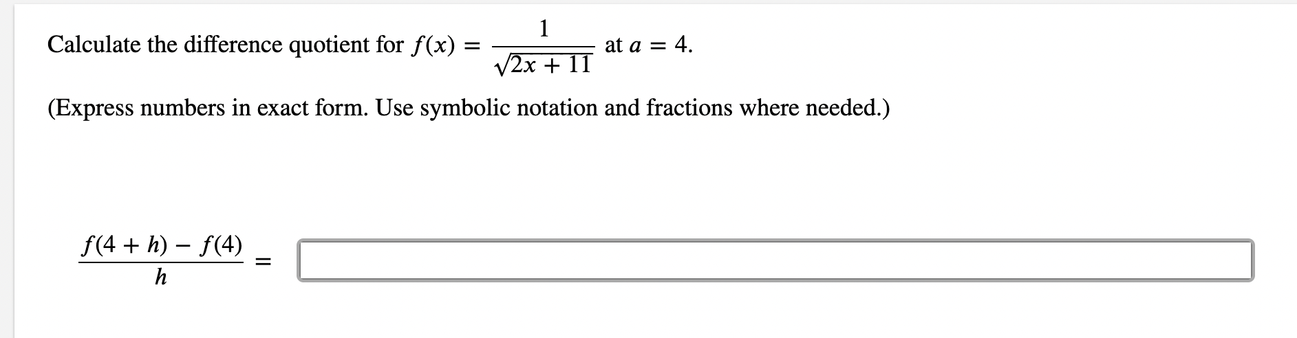 Solved Calculate the difference quotient for f(x)=12x+112 | Chegg.com