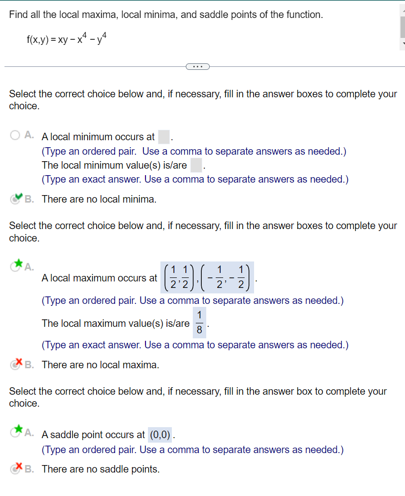 Solved Find all the local maxima, local minima, and saddle | Chegg.com