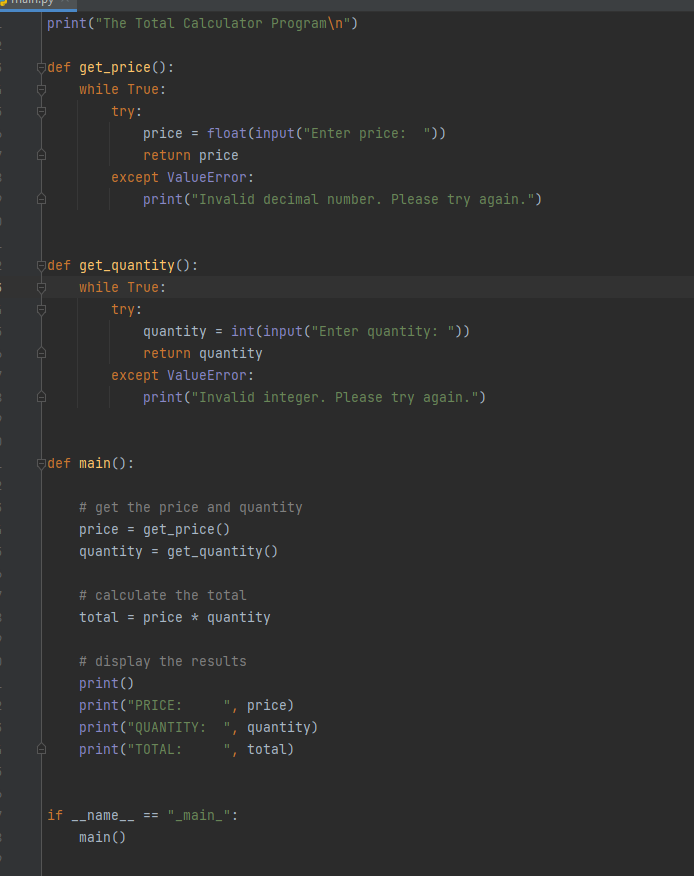 Solved Total Calculator Exception Program. Here is my | Chegg.com