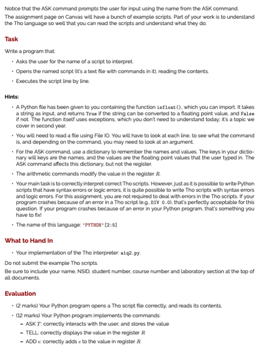 Solved A simple calculating language: Tho The end goal of | Chegg.com