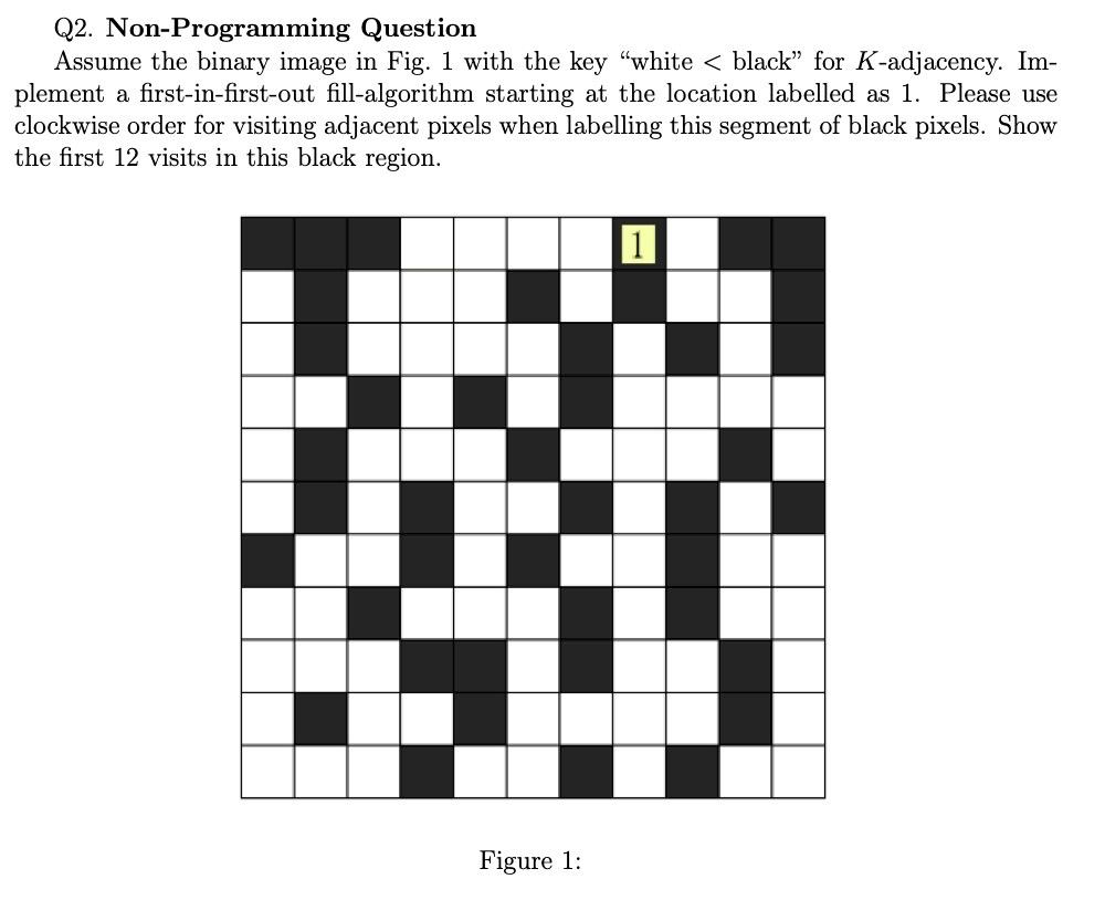 Solved Q2. Non-Programming Question Assume the binary image | Chegg.com