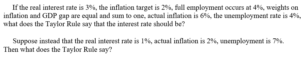 Solved If the real interest rate is 3%, the inflation target | Chegg.com