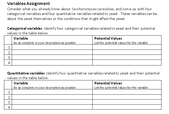 Solved Variables Assignment Consider what you already know | Chegg.com