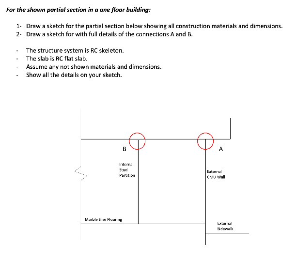 For the shown partial section in a one floor | Chegg.com