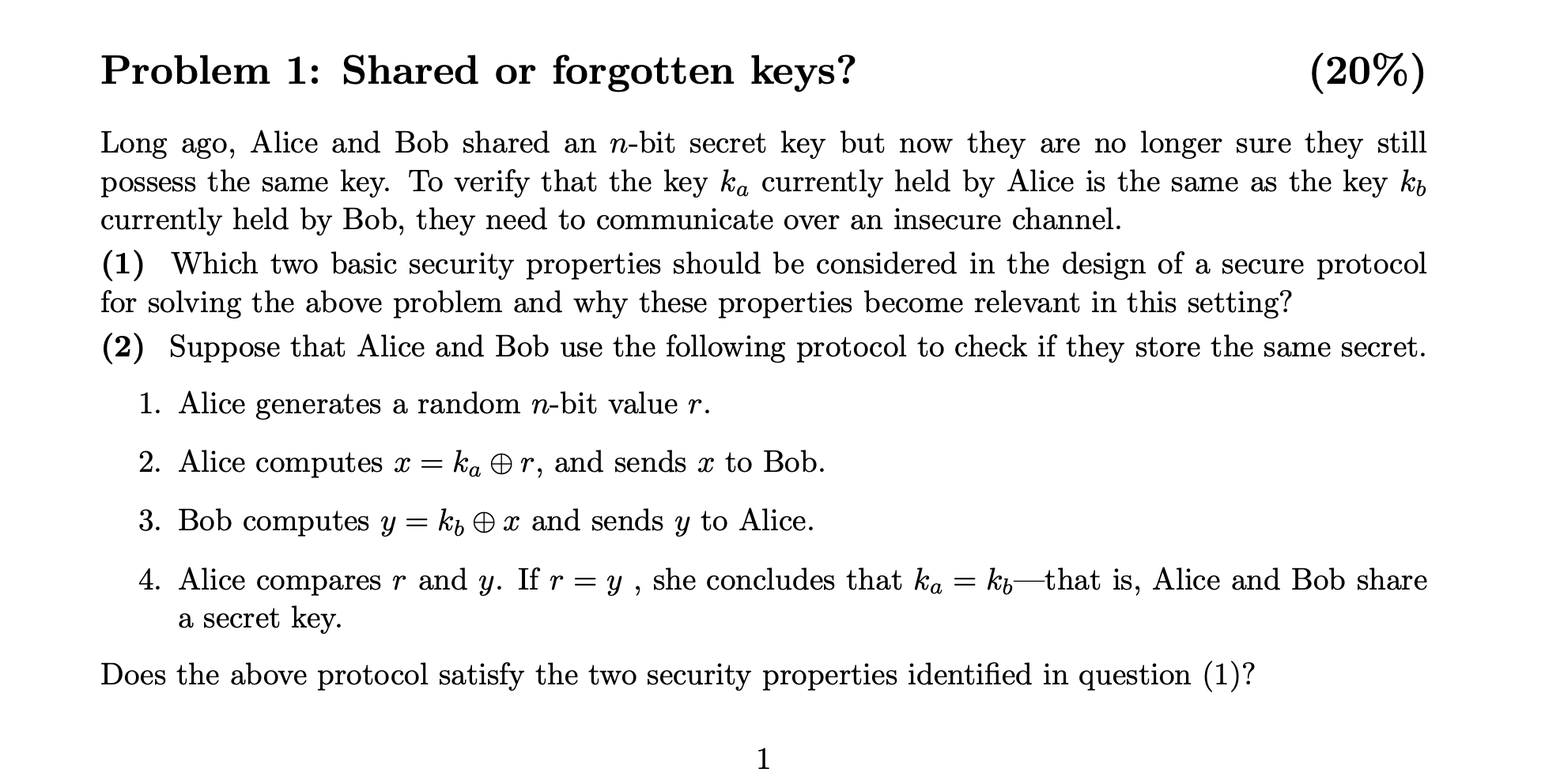 Solved Problem 1: Shared or forgotten keys? (20%) Long ago, | Chegg.com