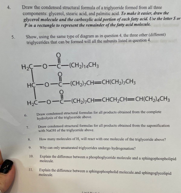Solved Draw the condensed structural formula of a | Chegg.com