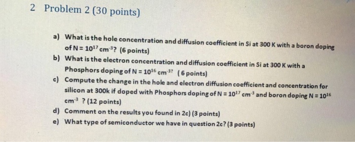 Solved What is the hole concentration and diffusion | Chegg.com