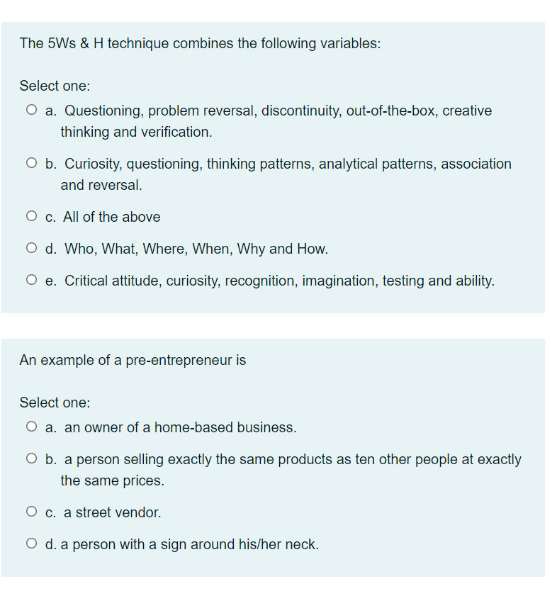 Solved The 5Ws & H technique combines the following | Chegg.com