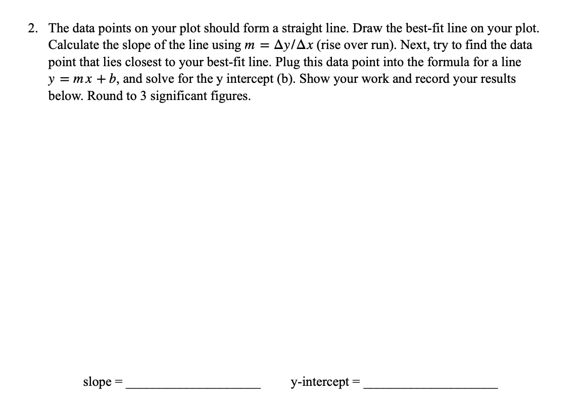 Solved 2. The data points on your plot should form a | Chegg.com