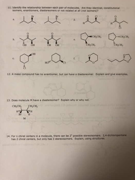 Solved 11 Identify The Relationship Between Each Pair Of
