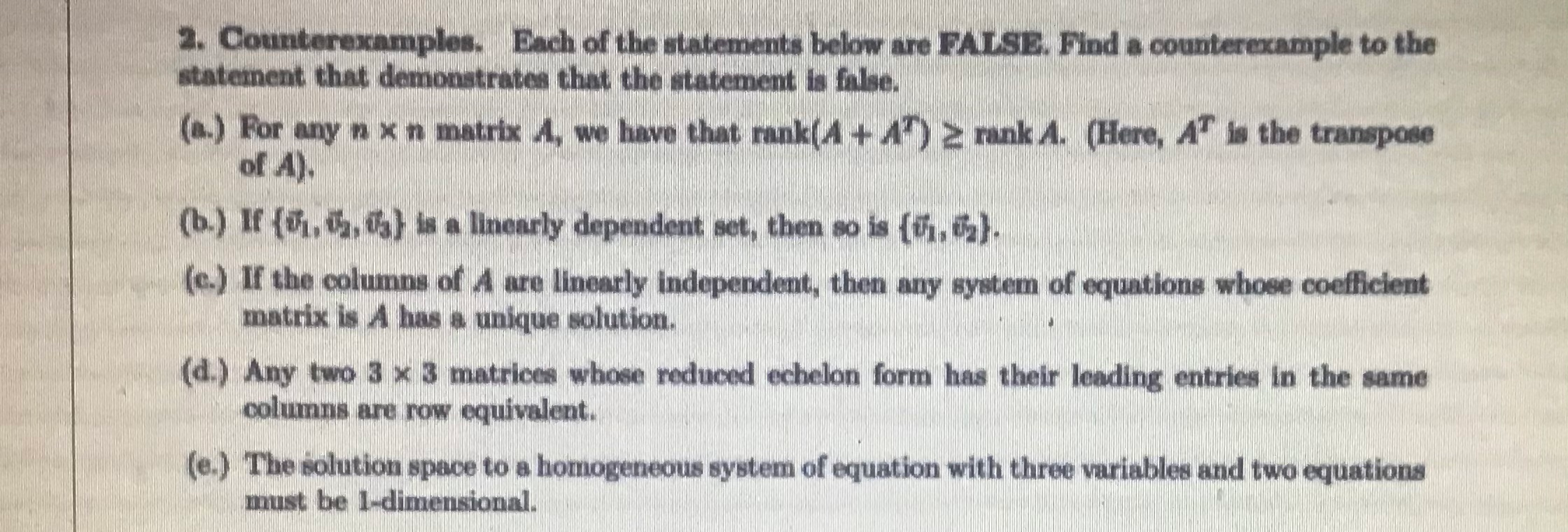 Solved 2. Counterexamples. Each of the statements below are | Chegg.com