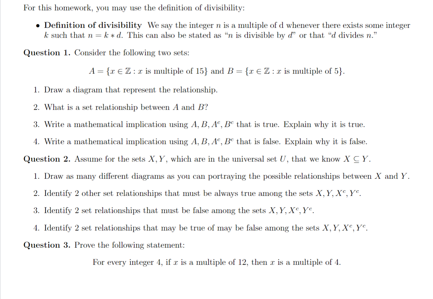 Solved For this homework, you may use the definition of | Chegg.com
