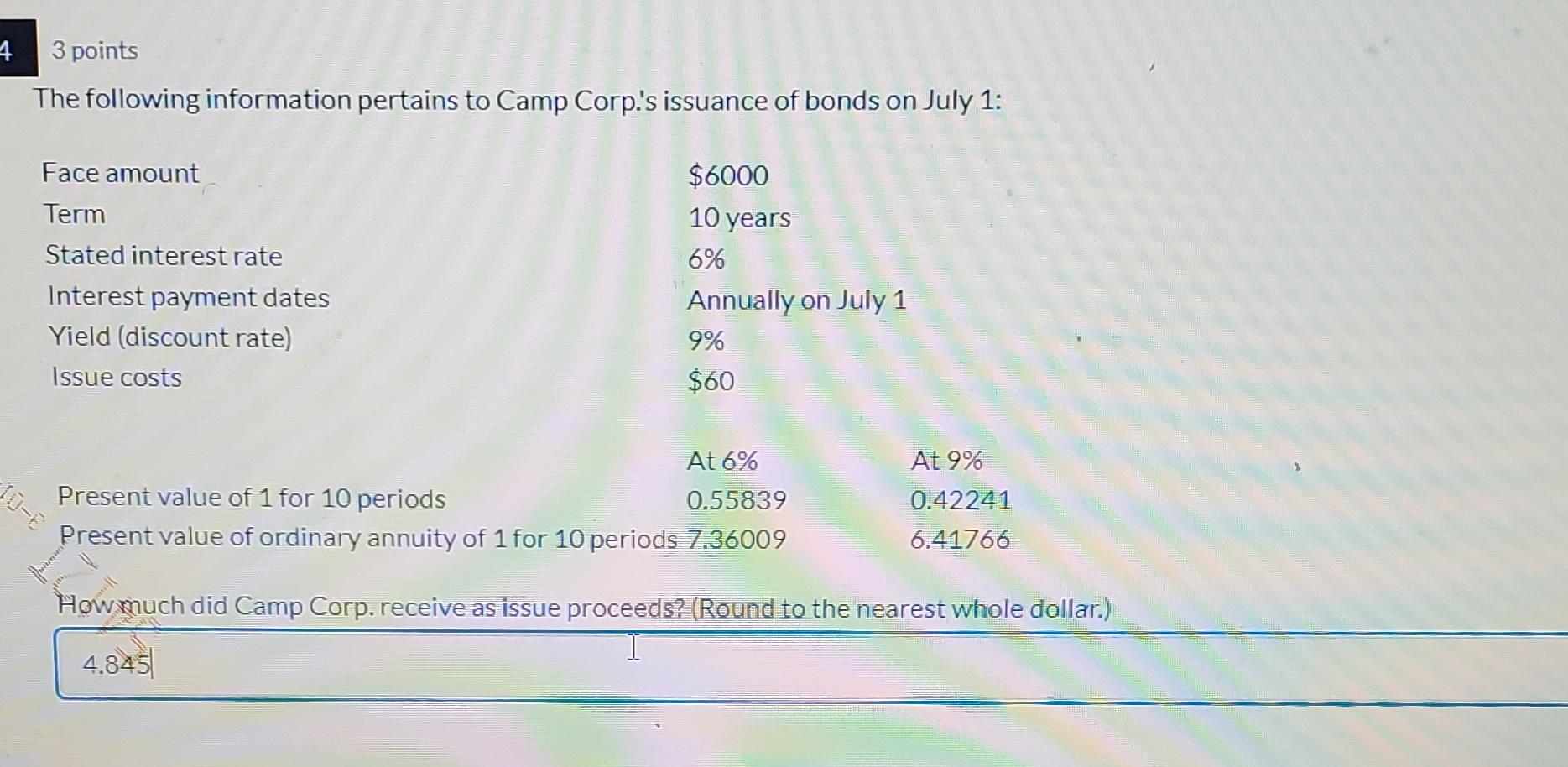 Solved 4 3 points The following information pertains to Camp | Chegg.com