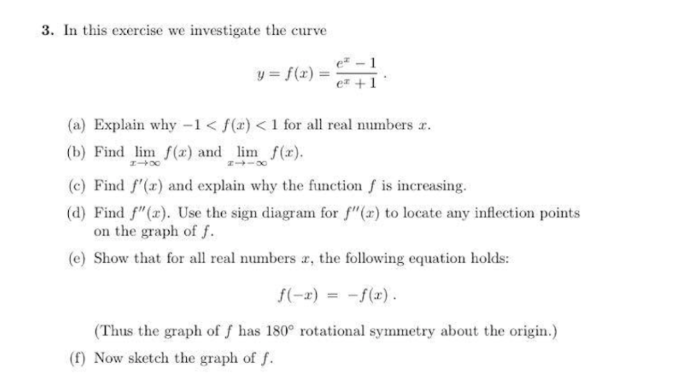 Solved 3. In this exercise we investigate the curve y = f(x) | Chegg.com
