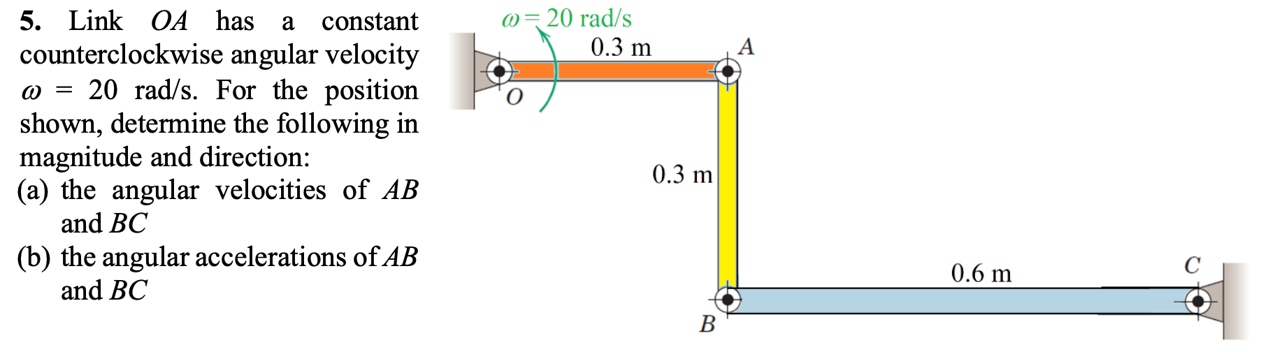 Solved 5. Link OA has a constant counterclockwise angular | Chegg.com