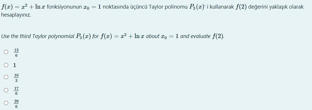 Solved f(x) = x2 + In x fonksiyonunun Xo = 1 noktasında | Chegg.com