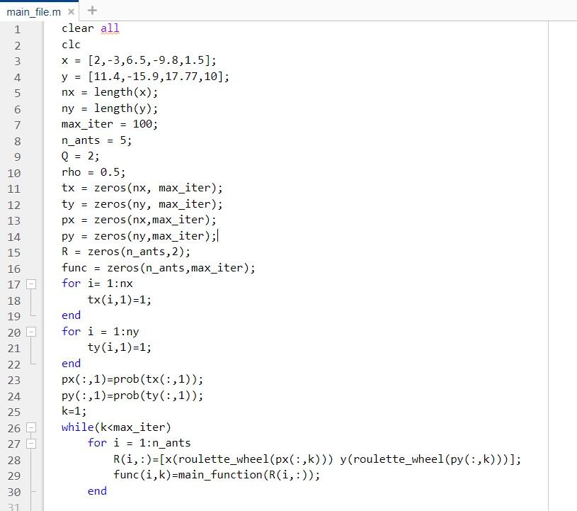 N rho = tx = main_file.mx + 1 clear all 2 clc 3 x = | Chegg.com