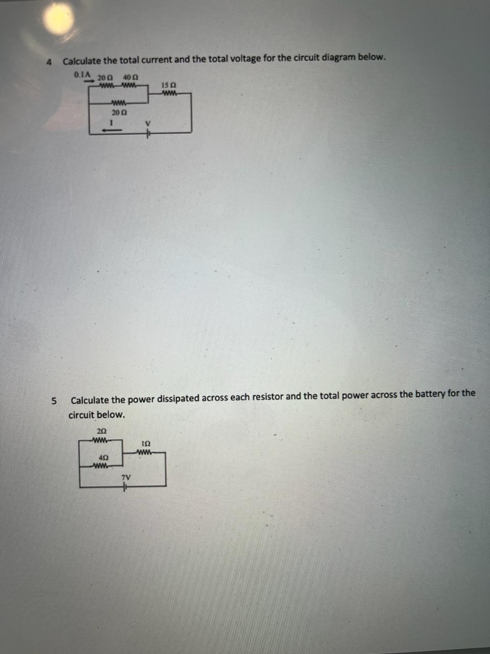 Solved 4 Calculate the total current and the total voltage | Chegg.com