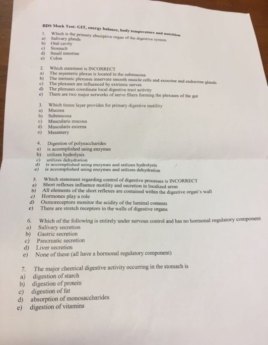 Solved BDS Mock Test: GIT, energy balance, beody temperature | Chegg.com