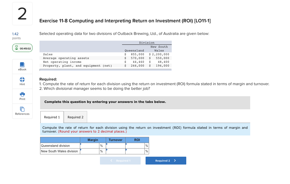 Solved 2 Exercise 11-8 Computing and Interpreting Return on | Chegg.com