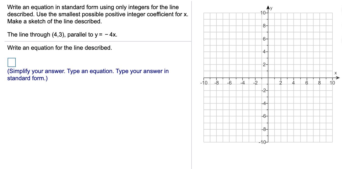 Solved Write an equation in standard form using only | Chegg.com