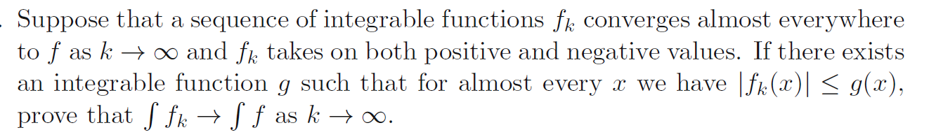 Solved Suppose that a sequence of integrable functions fk | Chegg.com