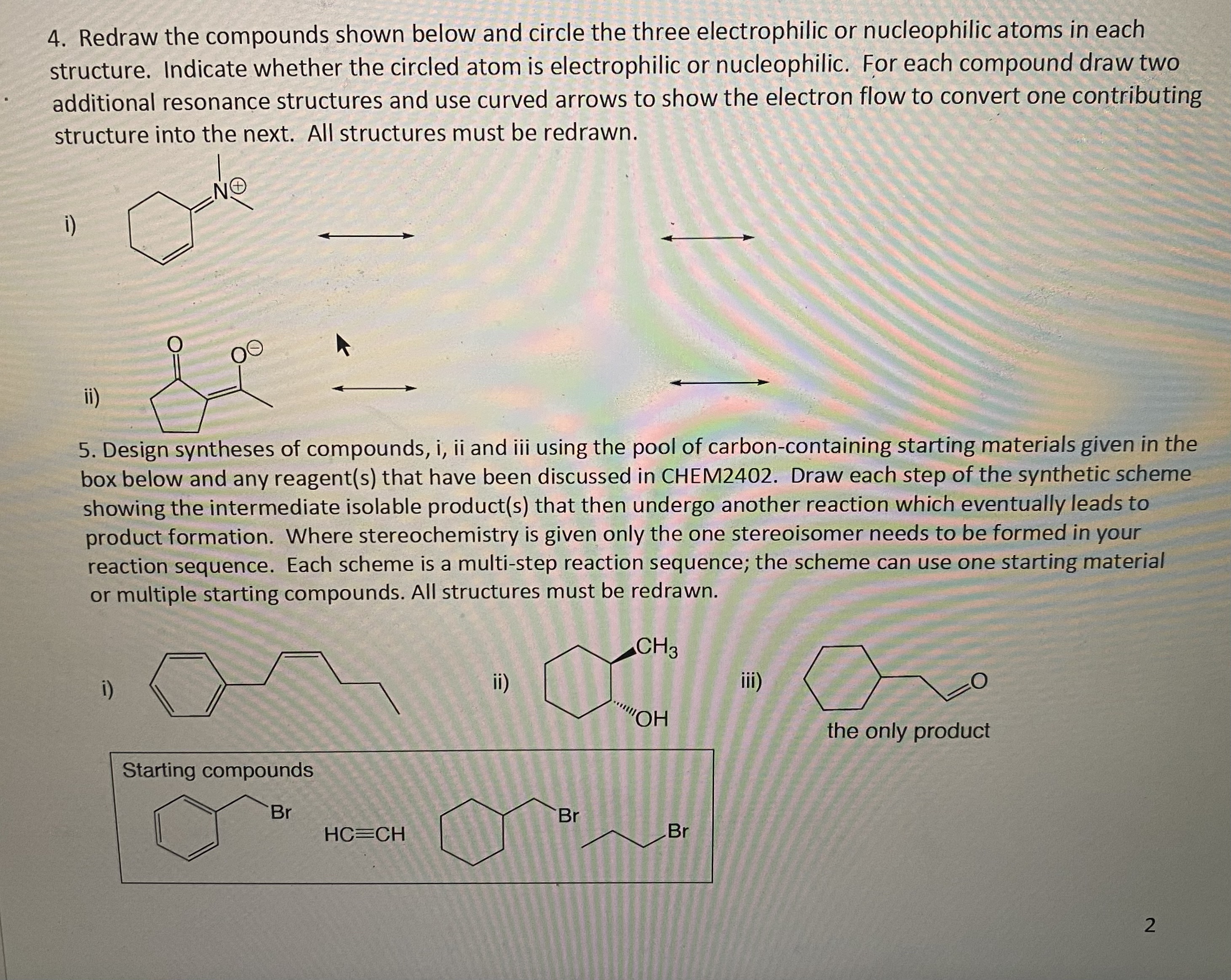 Solved Redraw the compounds shown below and circle the three | Chegg.com
